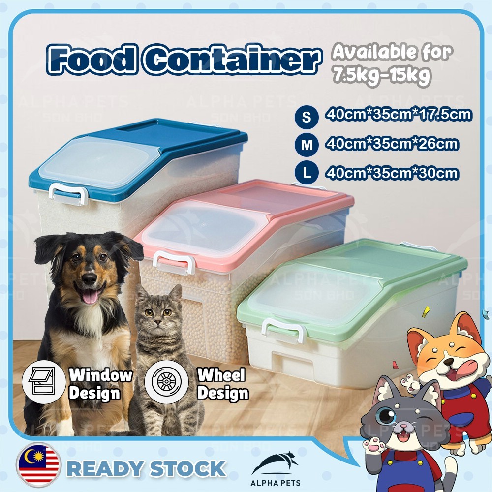 ALPHAPETS Fully Sealed 10kg Rice Bucket Food Storage Box Pet Cat ...