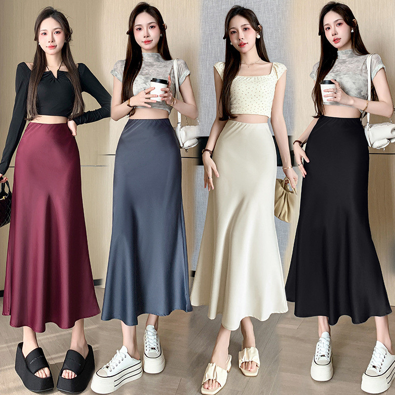 DAMENER Waist 23-40 Basic Long Skirt For Women High Waist Party Palda ...