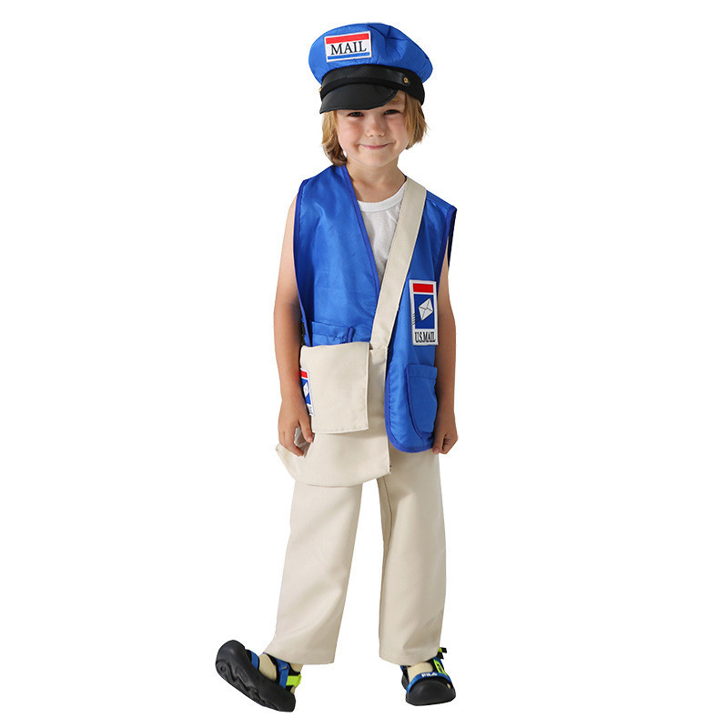 Kids Courier Mr. Postman Cosplay Costume Boy's Blue America Mailman ...