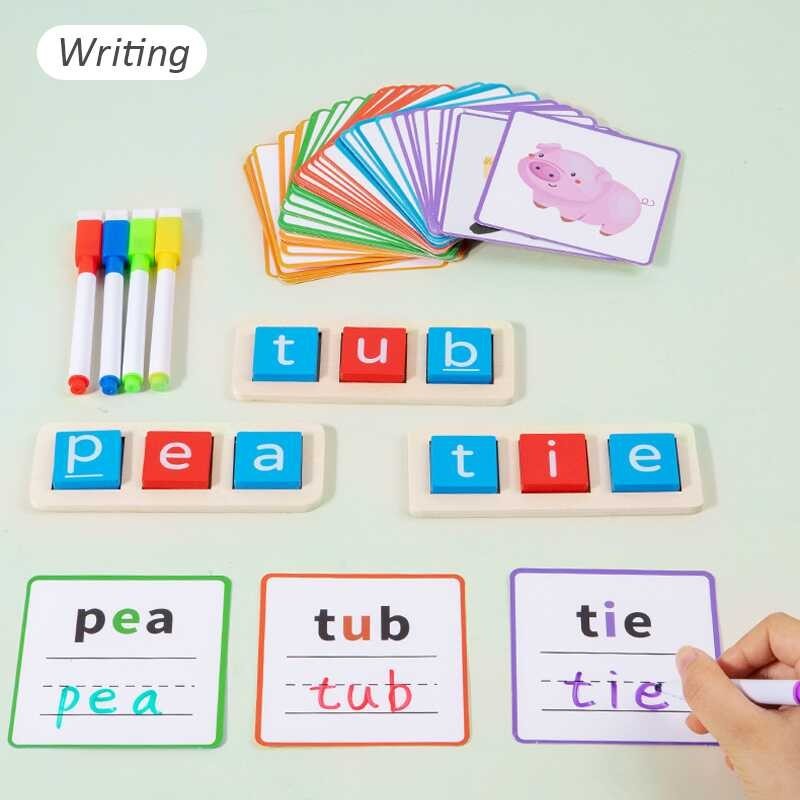 LY ♛ Game Ng CVC Letter Spelling Block Flash Cards Ingles Words Early ...