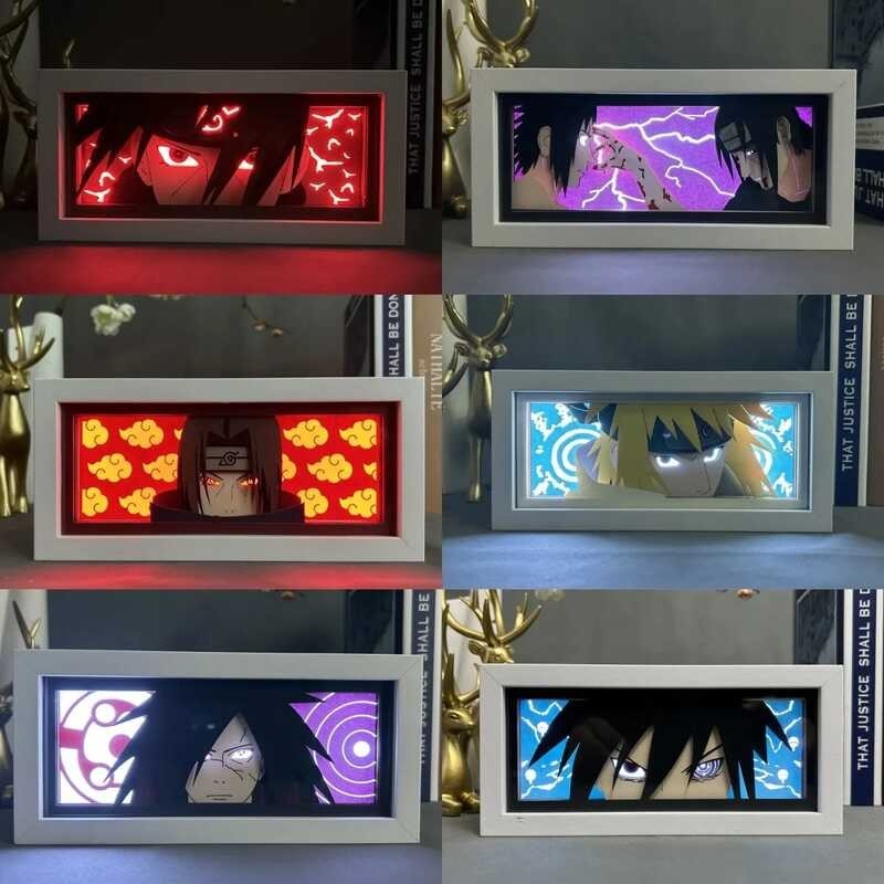New Naruto Paper Carving Lamp Anime Figure Itachi Uchiha Sasuke ...