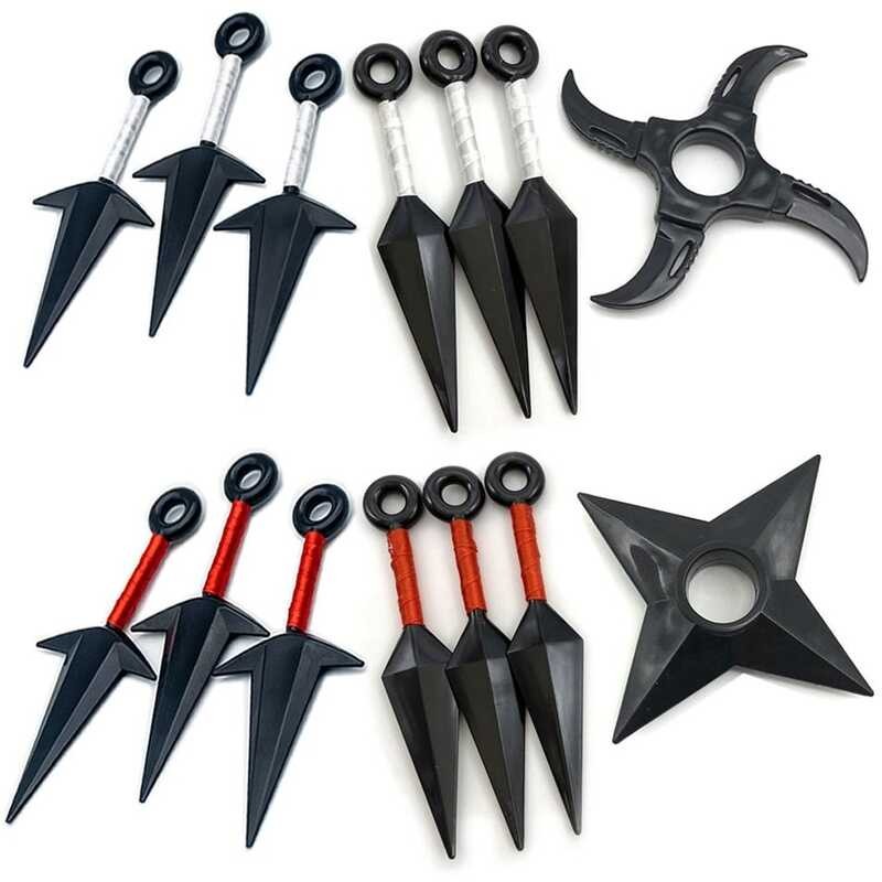 7PCS Anime Naruto Weapon Set Cosplay Uzumaki Itachi Shuriken Kunai ...