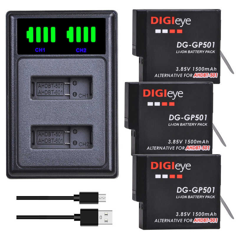 Para sa Go pro Hero 5, Hero 6, Hero 7 Black Battery + Charger Set para ...