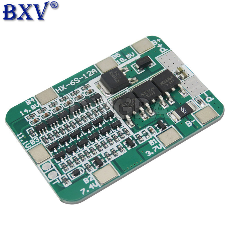Igmopnrq 6S PCB 15A 24V BMS Protection Board For 6 Pack 18650 Li-ion Lithium Battery Cell Module ...