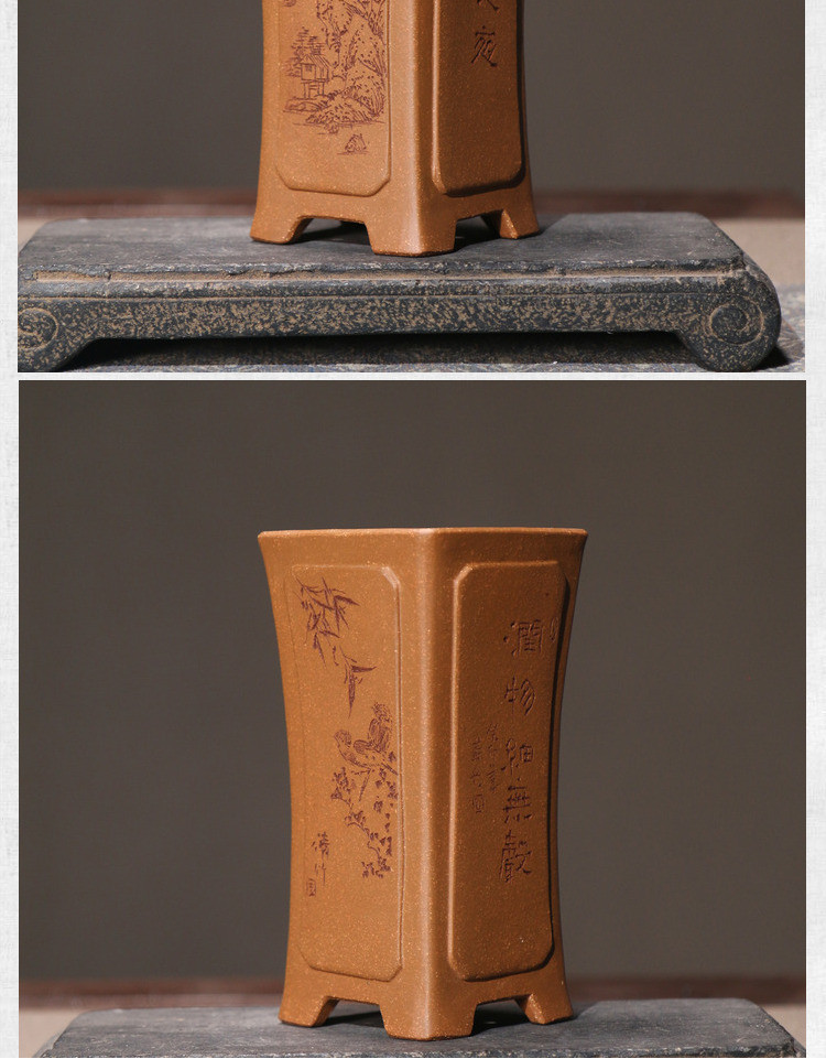 Yixing Purple Clay Flowerpot High Sign Tube Soldier Orchid Flowerpot ...