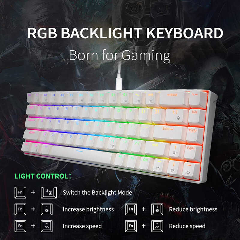 RK ROYAL KLUDGE Rkg68 2.4G Wireless Bluetooth 65% Mechanical Keyboard ...