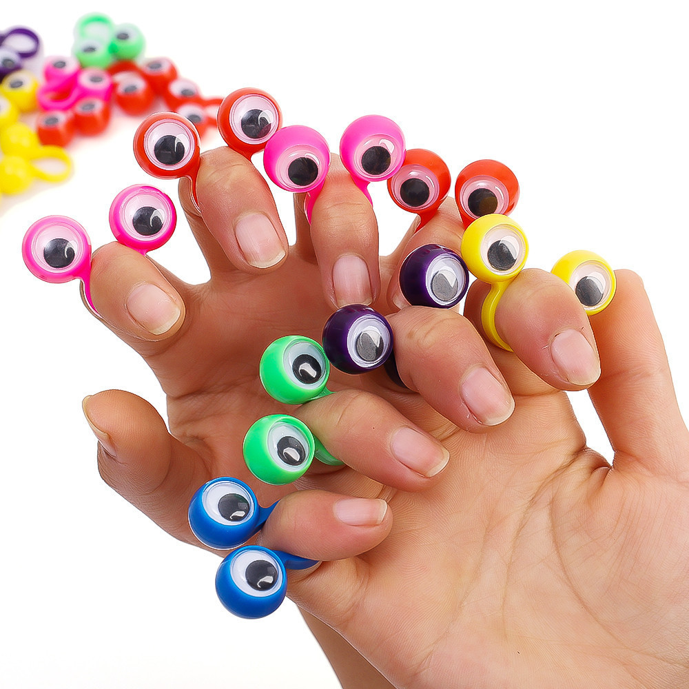 Random Colors Creative Wiggly Eye Finger Puppets Set Eye on Rings ...