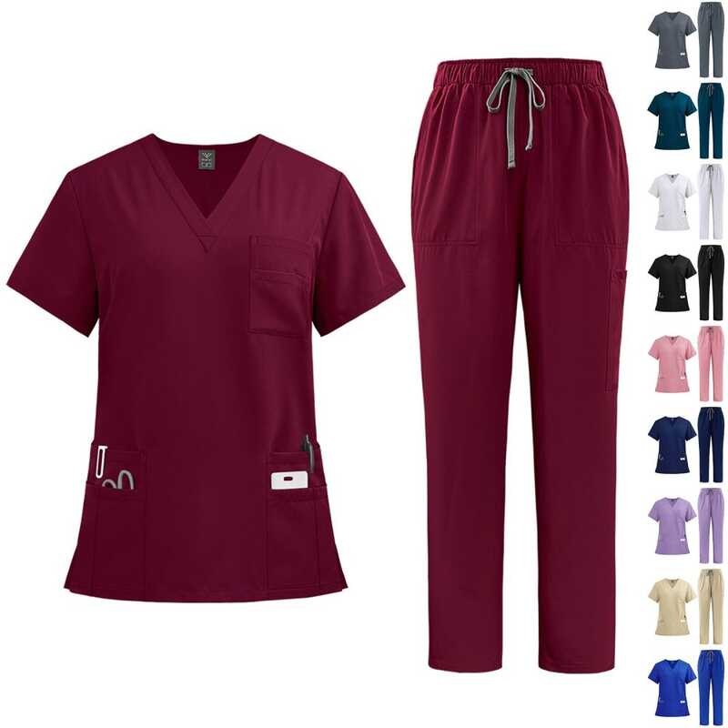 LY Uni Uniforms Men Women Nursing Clothes Beauty Costume Nurse Scrubs ...