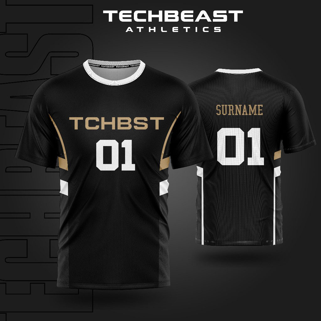 Pro Black T-shirt Full Sublimation Jersey Techbeast ( CUSTOM NAME + NUMBER ) | Shopee Philippines