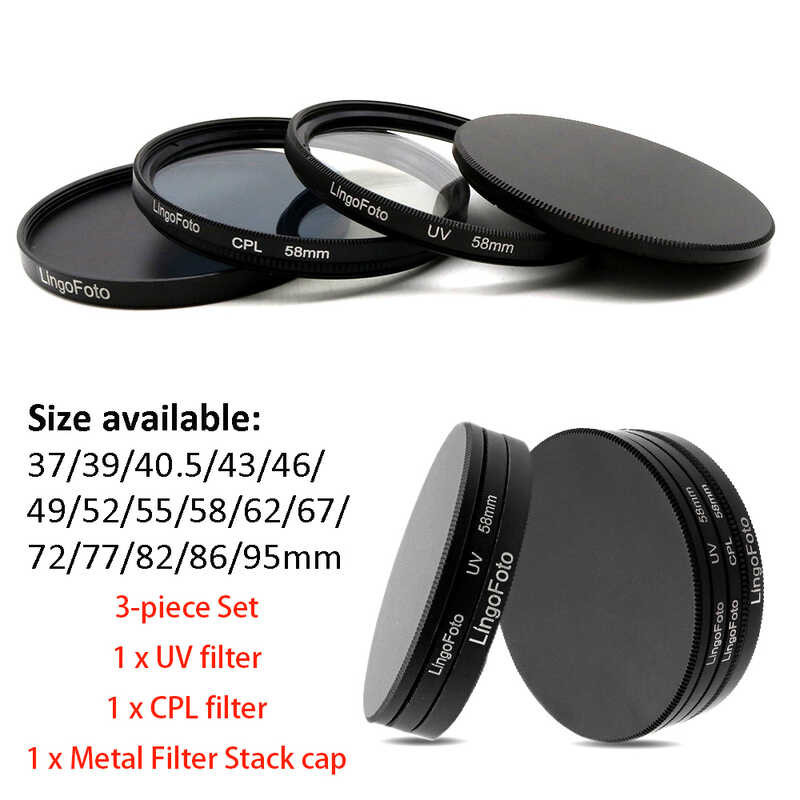 UV Filter CPL Filter Metal Filter Stack Protect Cap Set 43 46 49 52 55 ...
