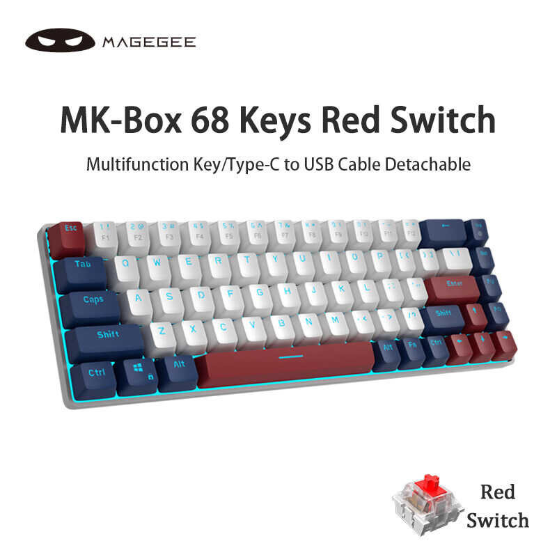 Magegee -Box 65% Mechanical Keyboard Wired Gaming Keyboard Blue / Red ...
