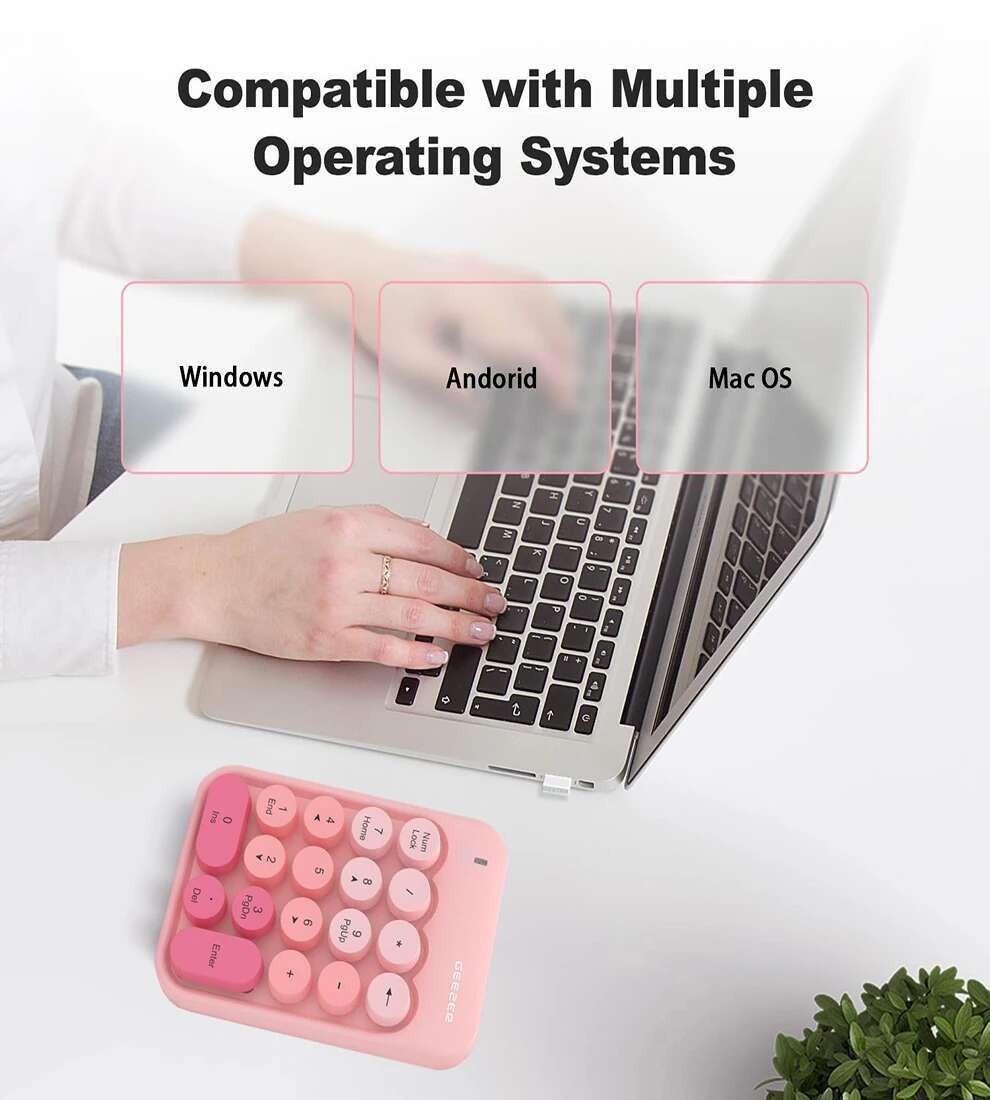 Portable 2.4G Plug and Play Wireless Keypad 18 Keys Retro Round Keycads ...