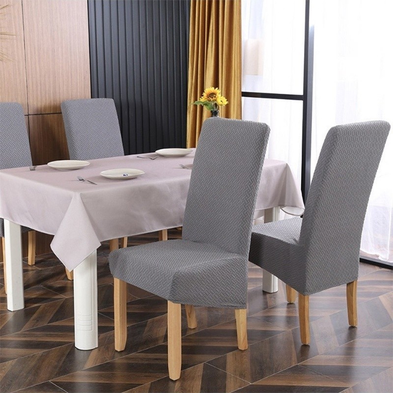 2/4/6 piece Large Chair Covers Stretch Jacquard Fleece for Dining Room ...