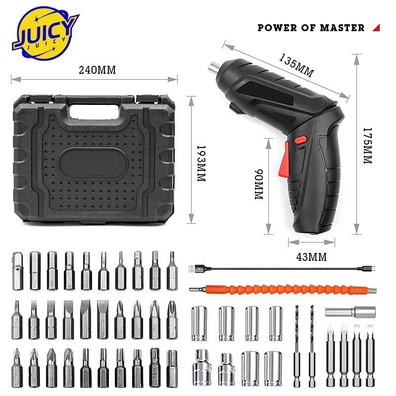 Cordless Electric Screwdriver 48PCS Drill Multifunctional Portable ...