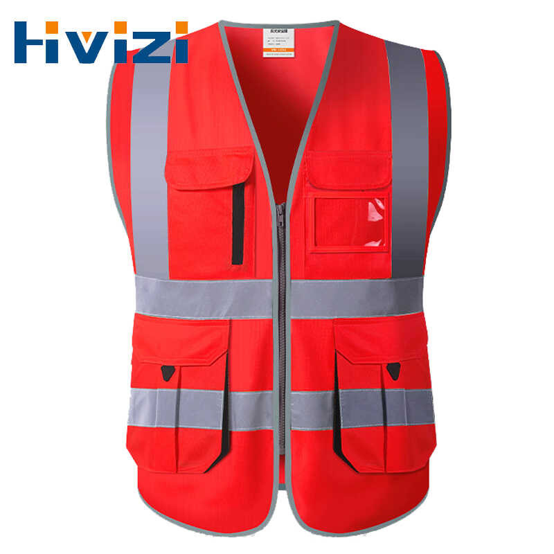 Reflective Vest Red Safety Vest for Men Working Vest Workwear with Many ...