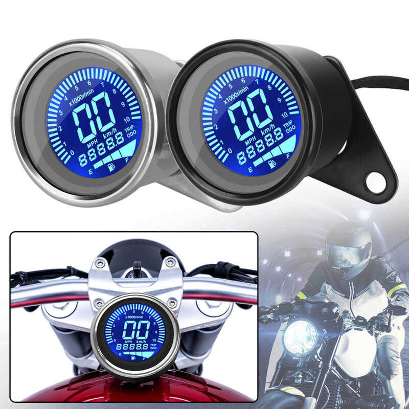 Universal Motorcycle Digital Speedometer LED Display Electronic RPM ...