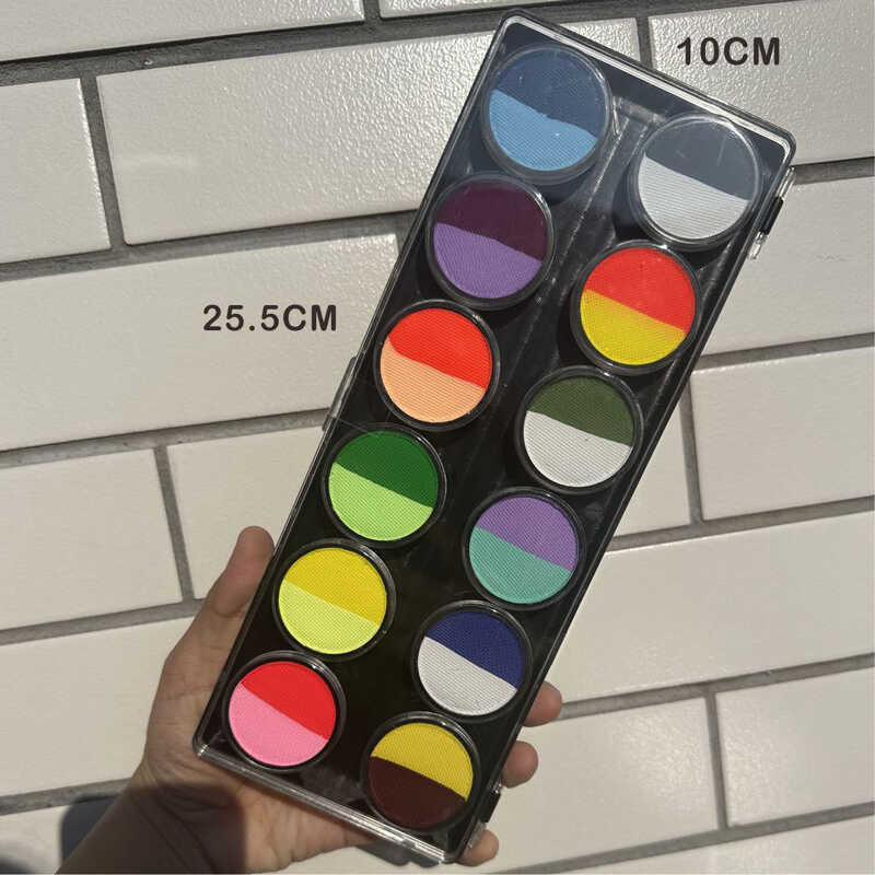 ♥ Profesional Water Activated Face Paint Split Cake Palette Rainbow Sa ...