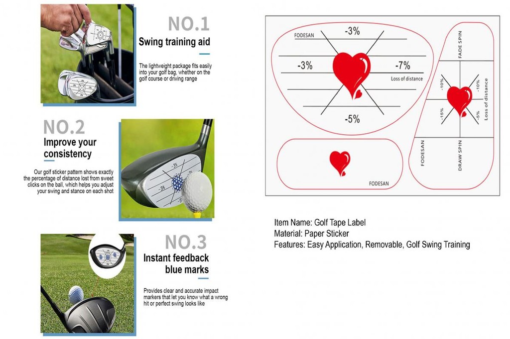 Golf Swing Improvement Stickers Golf Ball Flight Curve Stickers Improve ...
