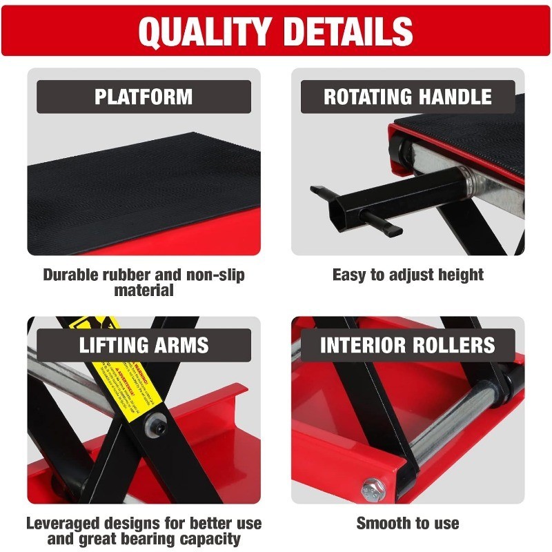 Carstorm Hydraulic Motorcycle ATV Scissor Lift Jack Crank Hoist Stand ...