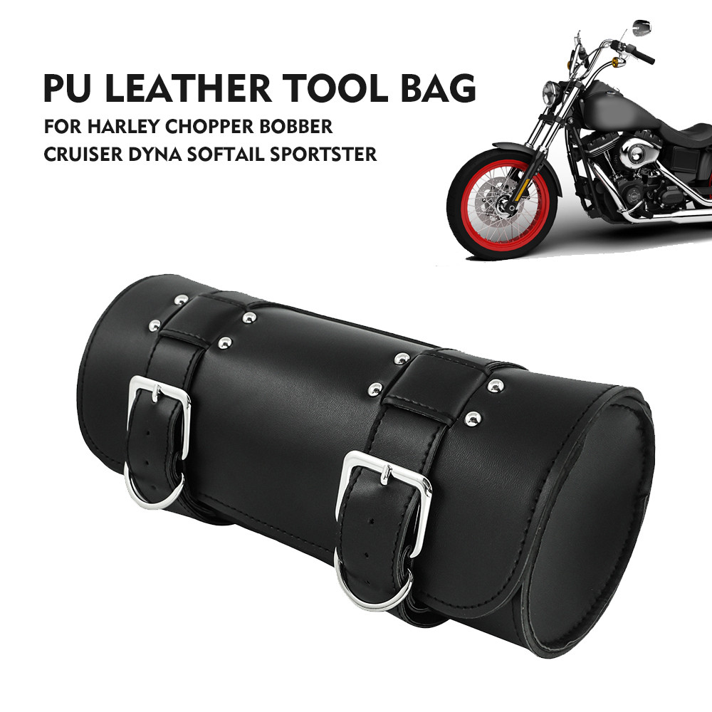 Motorcycle Bag Front Rear Fork Tool Saddlebag For Harley Sportster Dyna ...