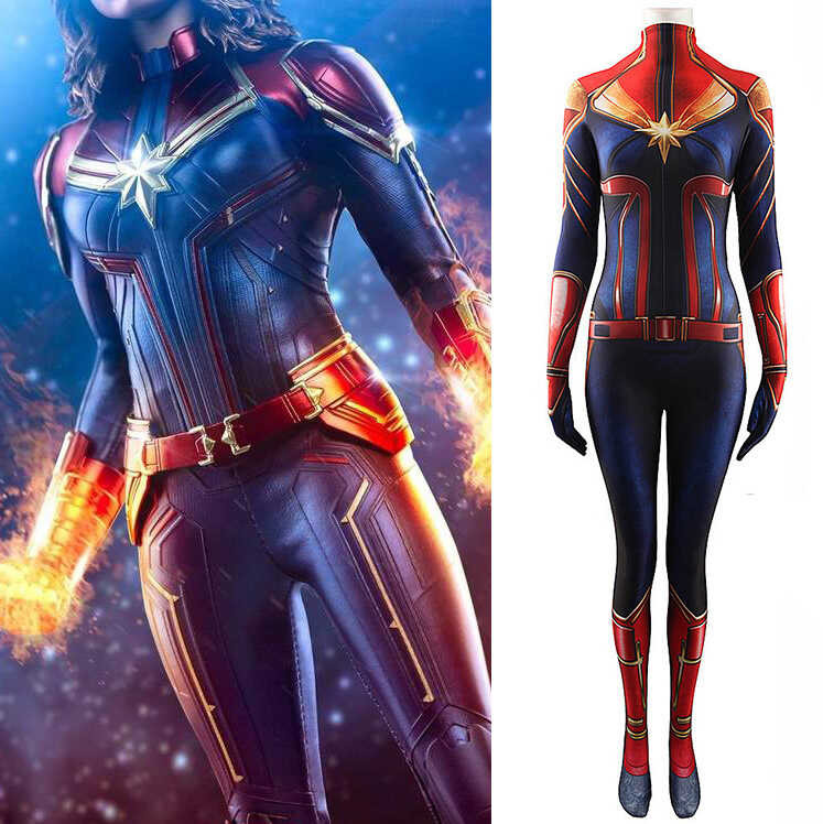 Marvel Captain cosplay bodysuit, Captain Marvel costume | Shopee ...