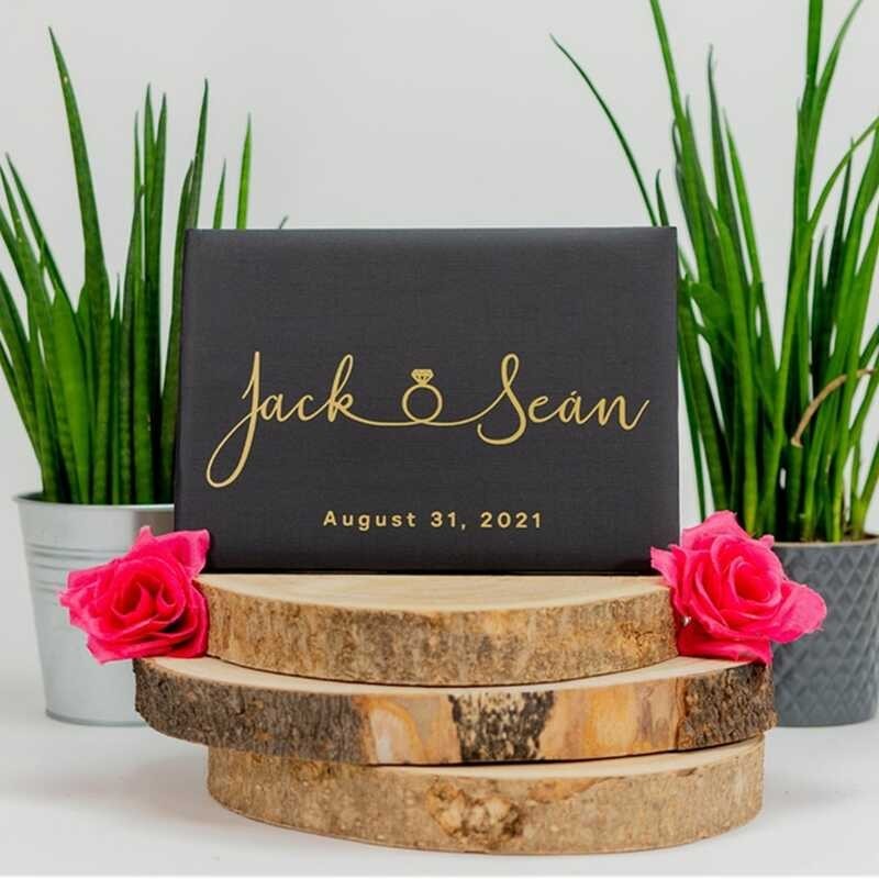 Personalized Rustic · wedding guest book, Elegant wedding ring design ...