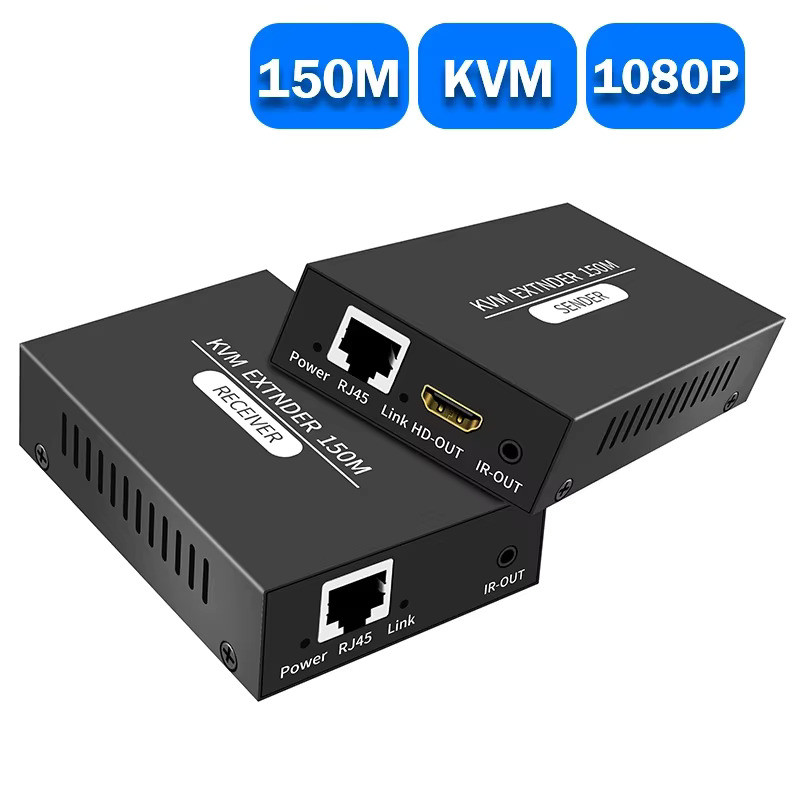 HDMI KVM Extender 150M over RJ45 Cat5e/6 HDMI USB Ethernet Extender ...