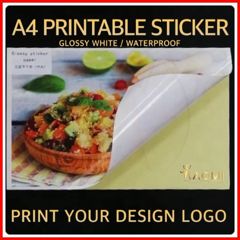 ♨ PRINTABLE A4 GLOSSY WHITE WATERPROOF VINYL STICKER LABEL LOGO FOR ...