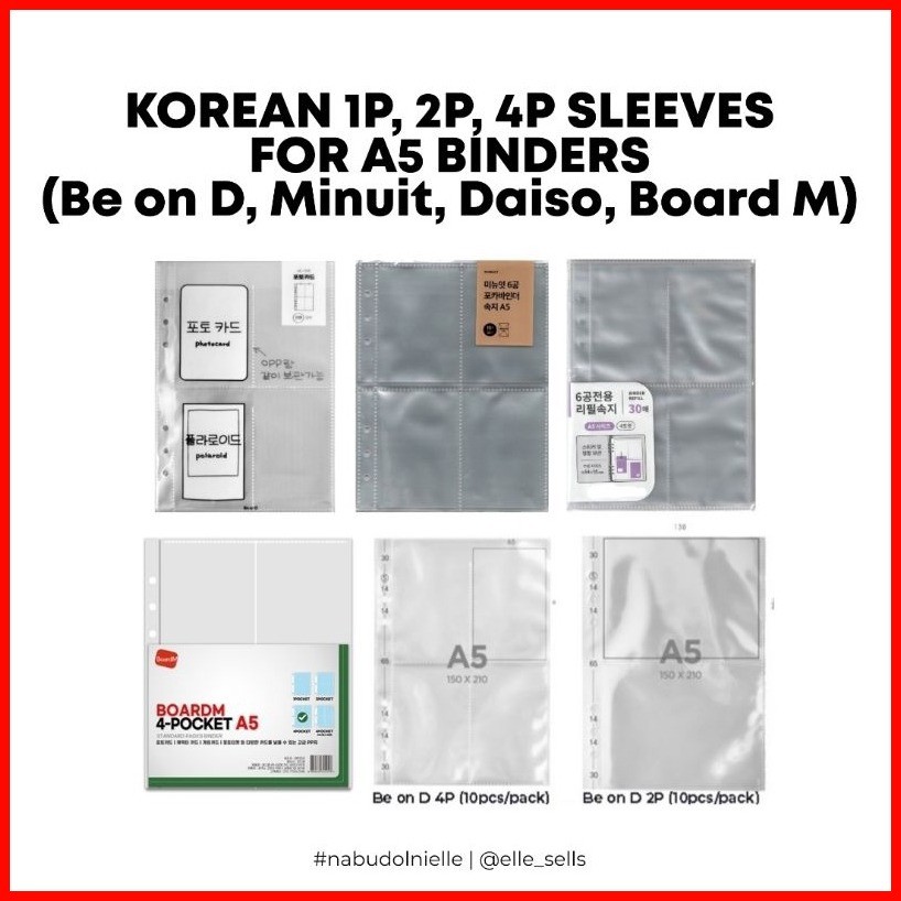 Korean Photocard Postcard Sleeves Pages for A5 6-Ring Binder | Minuit Be on D Daiso Boardm ...