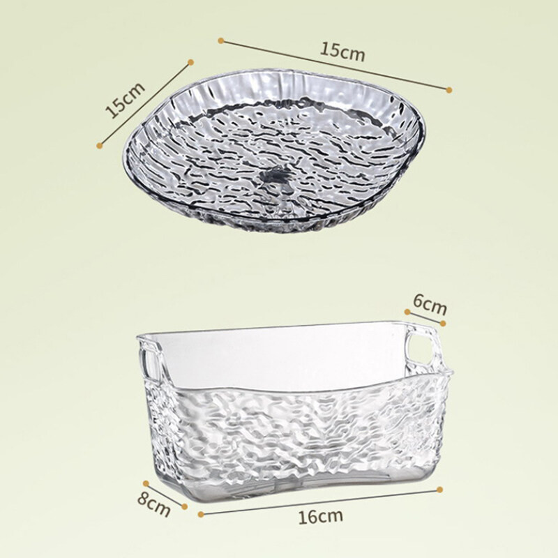 8PCS Glacier Pattern Spit Bone Plate with Base, Light Luxury Snack ...