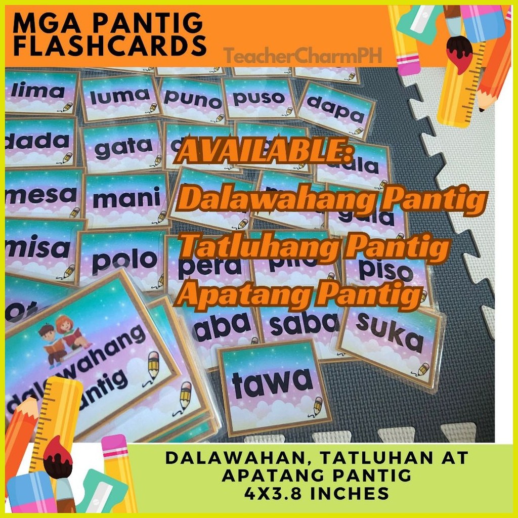 Dalawahan Tatluhan at Apatang Pantig na Salita Flashcards 60 pcs ...