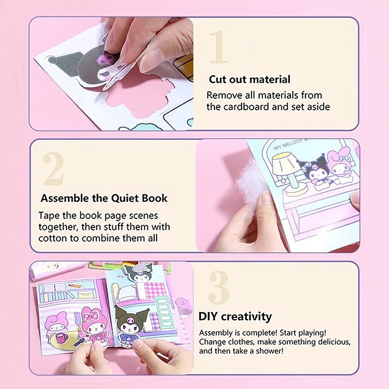 Kawaii Sanrio Sticker Game Quiet Book Hello Kitty Mymelody Cinnamoroll ...