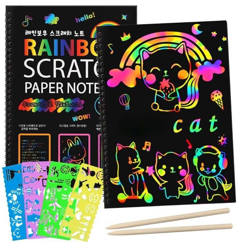 Mga Montessori Scratch Painting Book Rainbow Scratch-Off Paper Na May ...