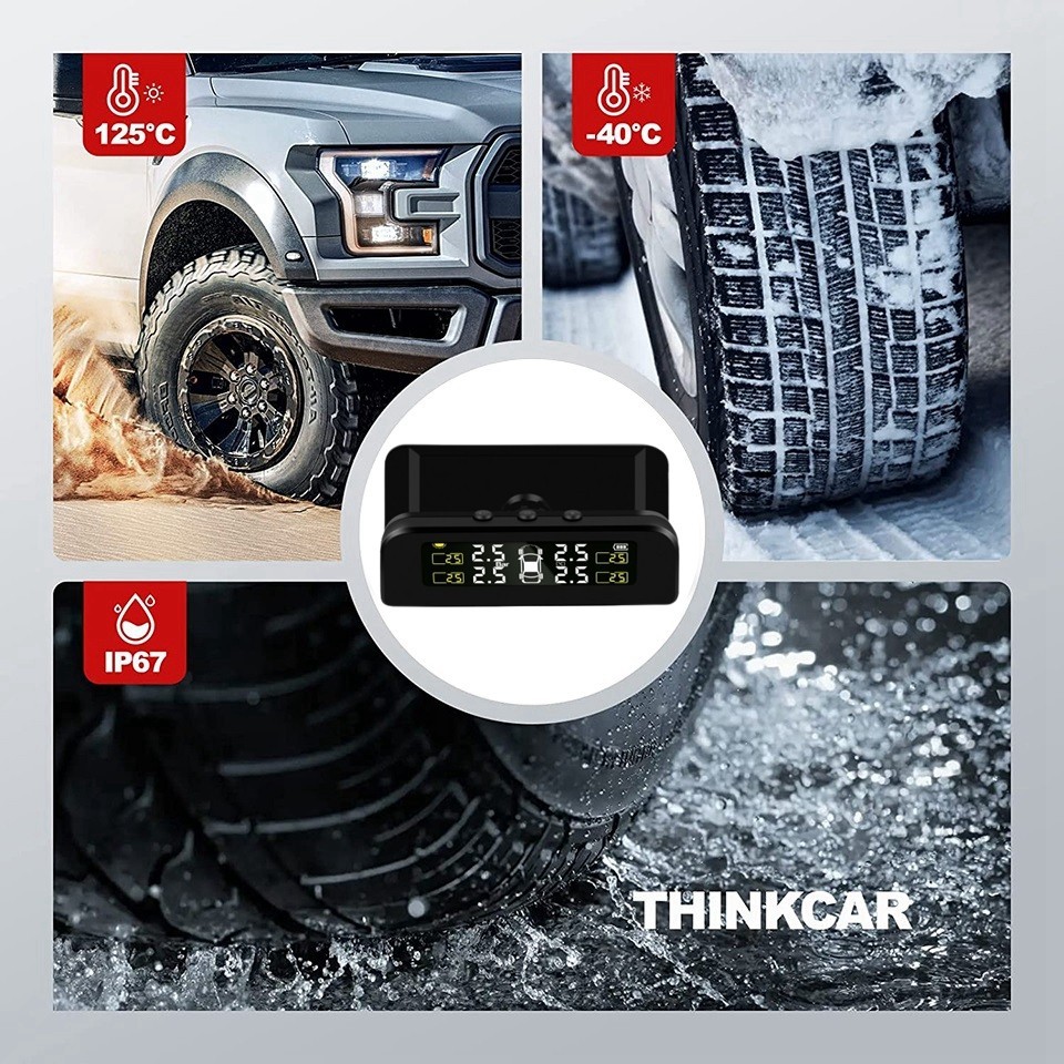 Smart Car Tpms Tire Pressure Monitoring System Solar Digital Clock Lcd Display Car Tire Pressure