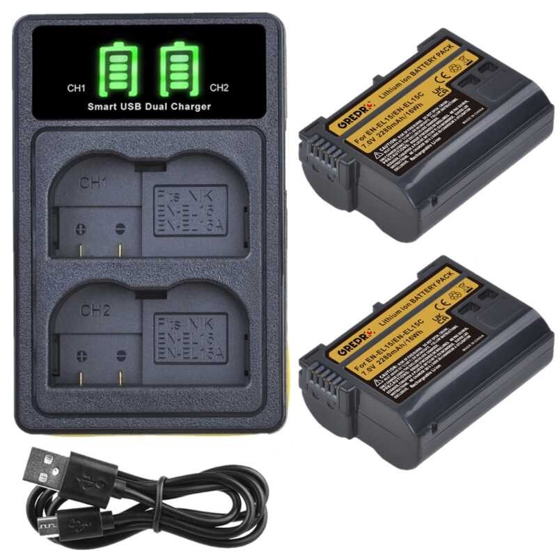 EN-EL15C EN-EL15B EN-EL15 Battery + Charger na may Type-C Port para kay Nikon Z5 D850 Z7 D780 ...
