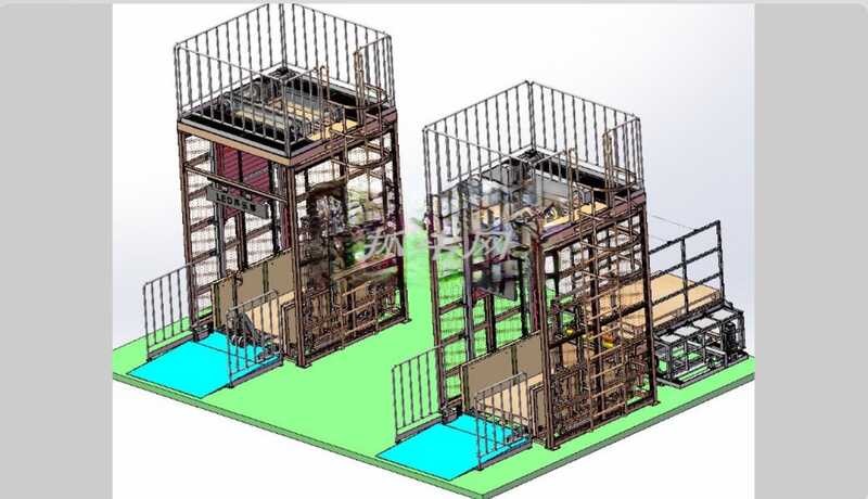 Double tray elevator 3D drawing printing SW model CAD equipment machine ...