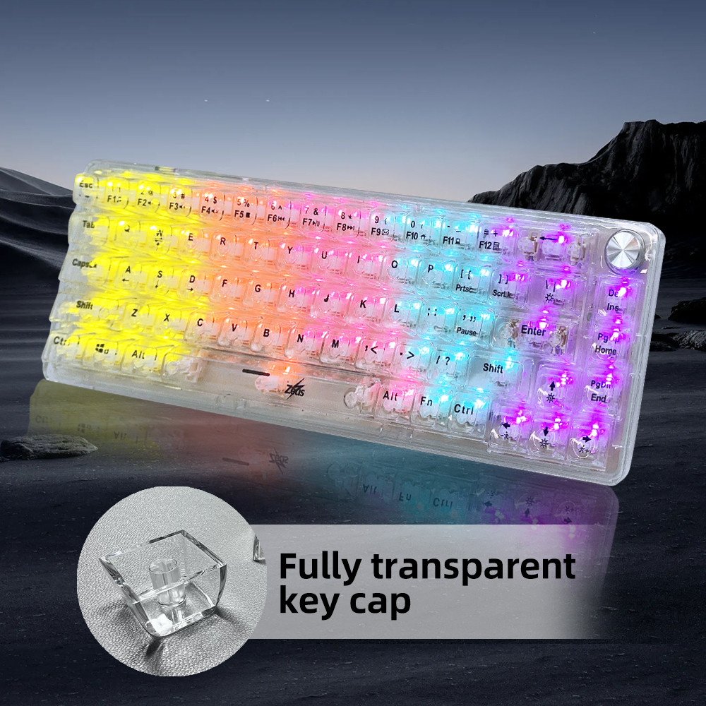 Zeus 60% Wired Transparent Mechanical Keyboard W/ Transparent Keycaps ...
