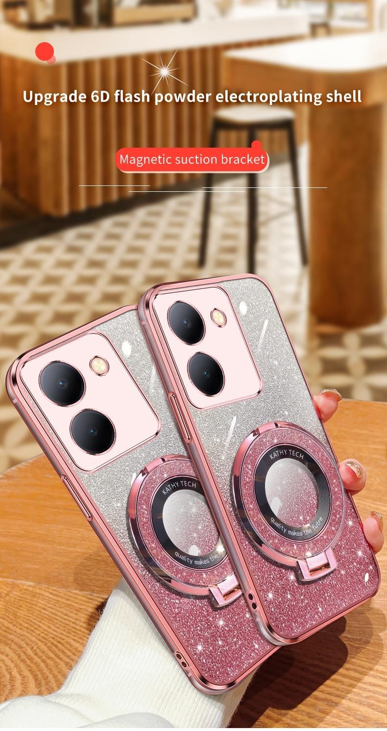Casing Luxury Electroplated Magnetic Bracket Phone Case Vivo V29E V21 ...