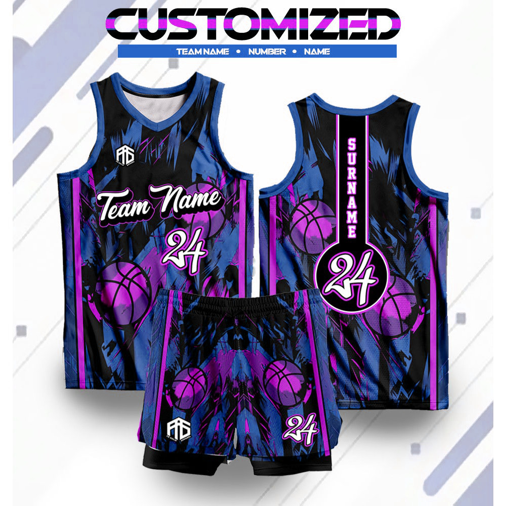 【Free Custom Name & Number】PURPLISH BLACK FR CONCEPT BASKETBALL SANDO ...