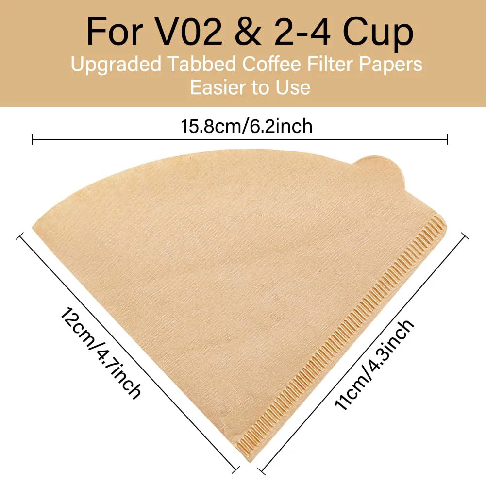 50pcs Paper Coffee Filters Pour Over Filters V02 Disposable Cone Coffee ...