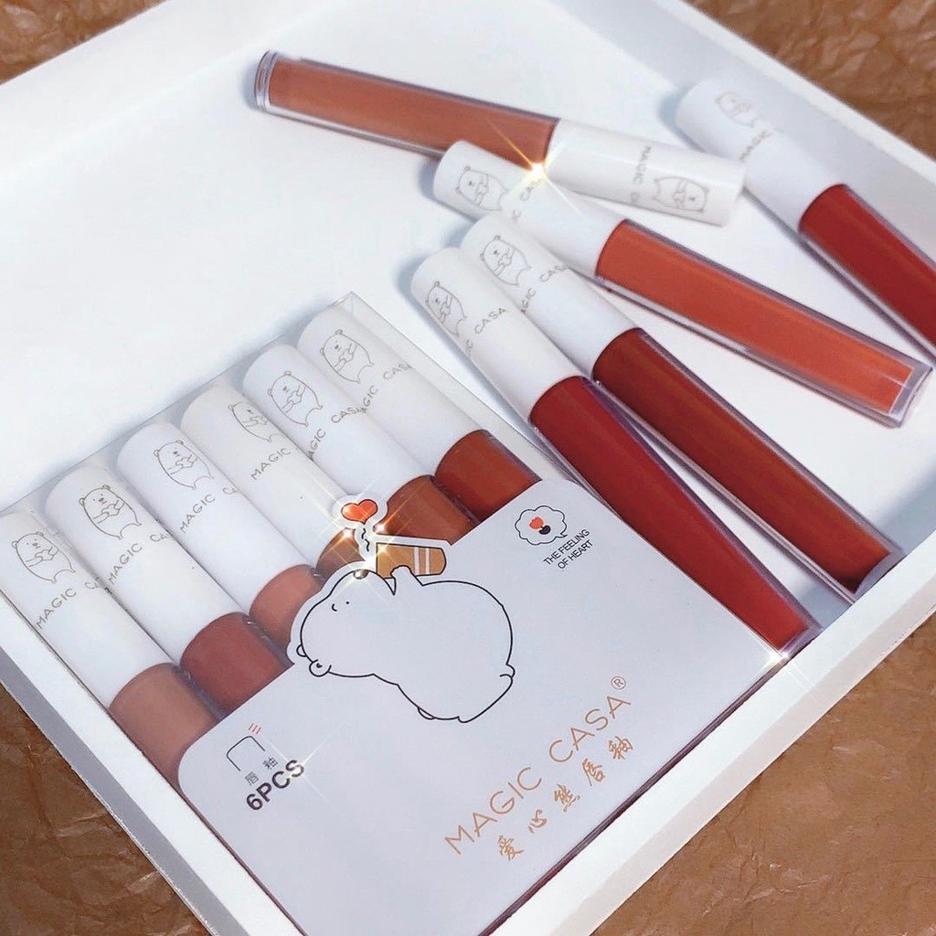 MAGIC CASA 6 Pcs Set Matte Velvet Lipstick Lip Gloss | Shopee Philippines