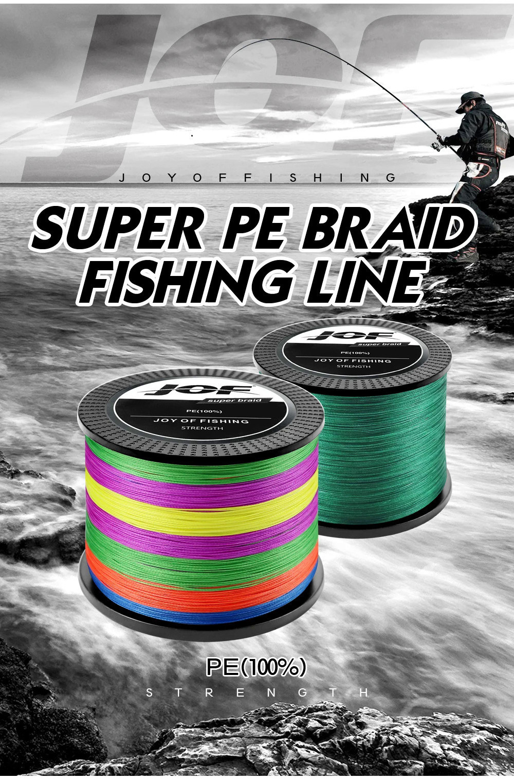 JOF ided Line 4X 300m 500m1000m 100m 9 Color All for Fishing Line ...