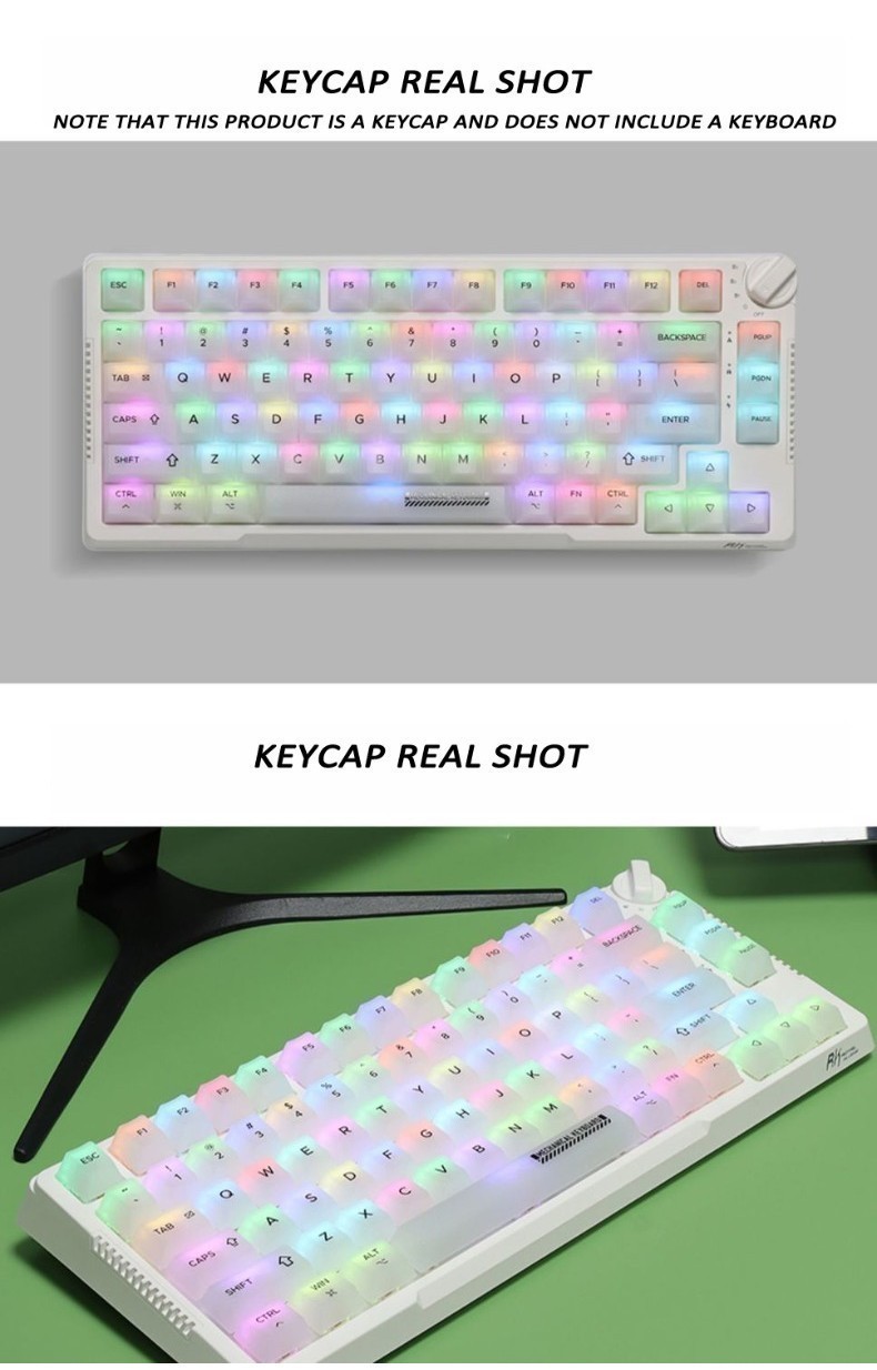 122 Keys Milky White Matte Keycaps Frosted Fog Transparent PC ABS ...