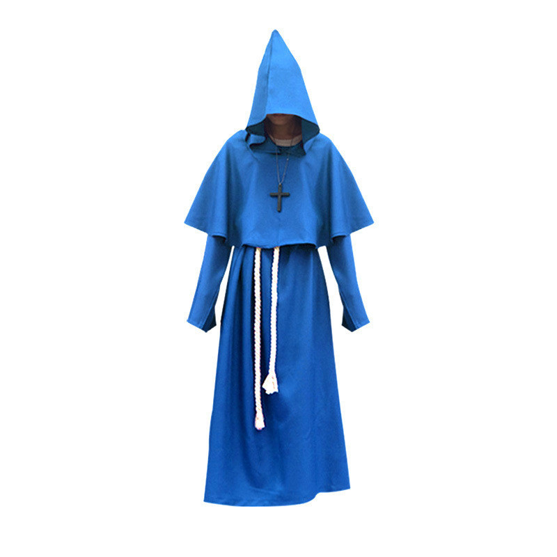 Cosplay Retro Medieval Hooded Robe Renaissance Priest Cowl Halloween ...
