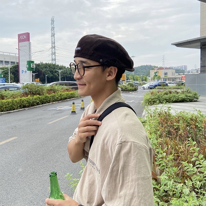 MISSKOI [Ready Stock] Reverse Wear Letter Beret Corduroy Street Vintage ...