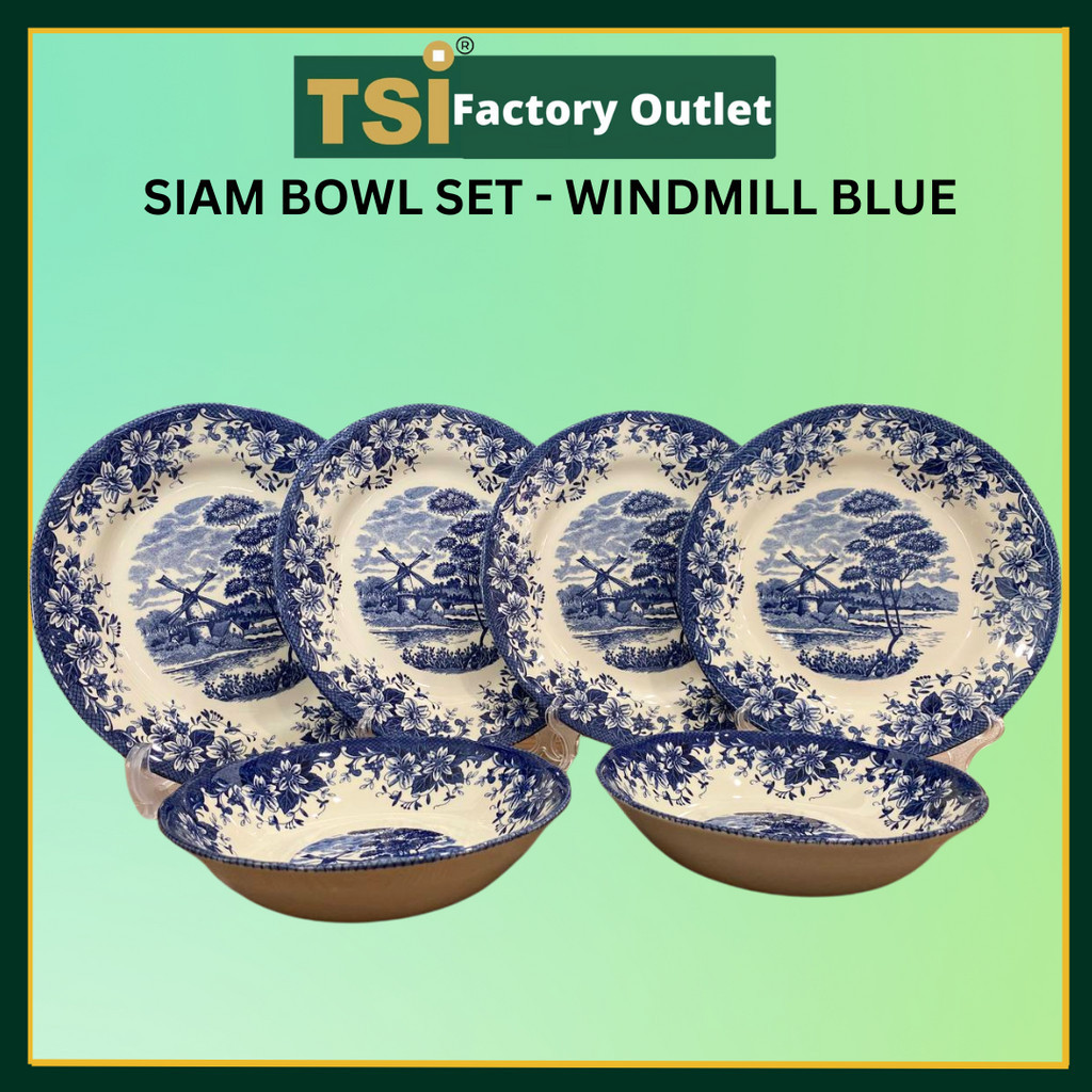 CLAYTAN BASIC SIAM BOWL SET - WINDMILL BLUE Ceramic Plate Pinggan Makan ...