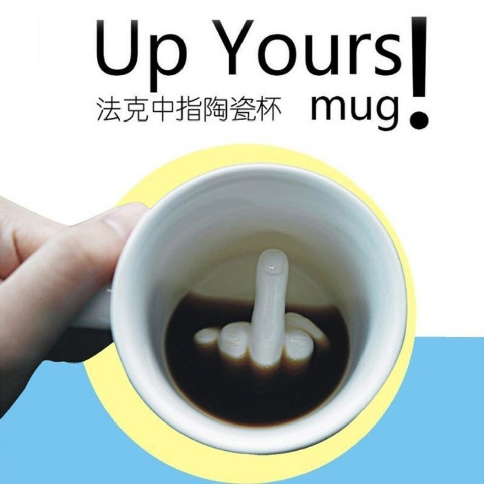 Mugs Creative Middle Finger Cup Fake Cup Mark Coffee Cup Funny Spoof ...
