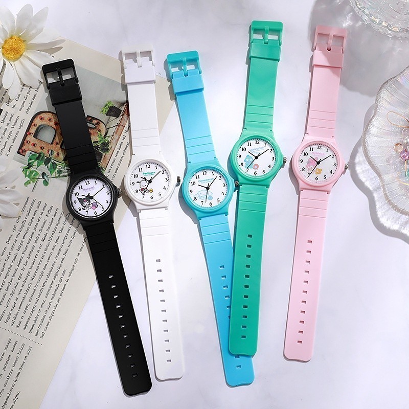 Sanrio Cartoon Watch Cute Cinnamoroll Pochacco kuromi Kids Quartz Watch ...