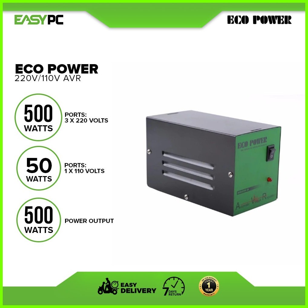 EasyPC| Eco-Power Avr 220v/110v avr for Desktop Computer, TV's and ...