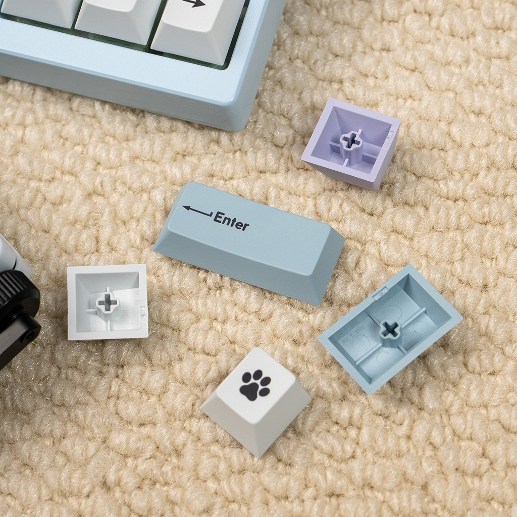 Yongqiu Minimalist White Blue Keycap 1.7mm thickness PBT Cherry Profile ...